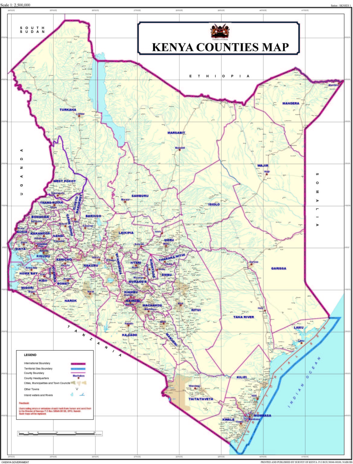 Map of Kenya – Ministry of Defence – Kenya